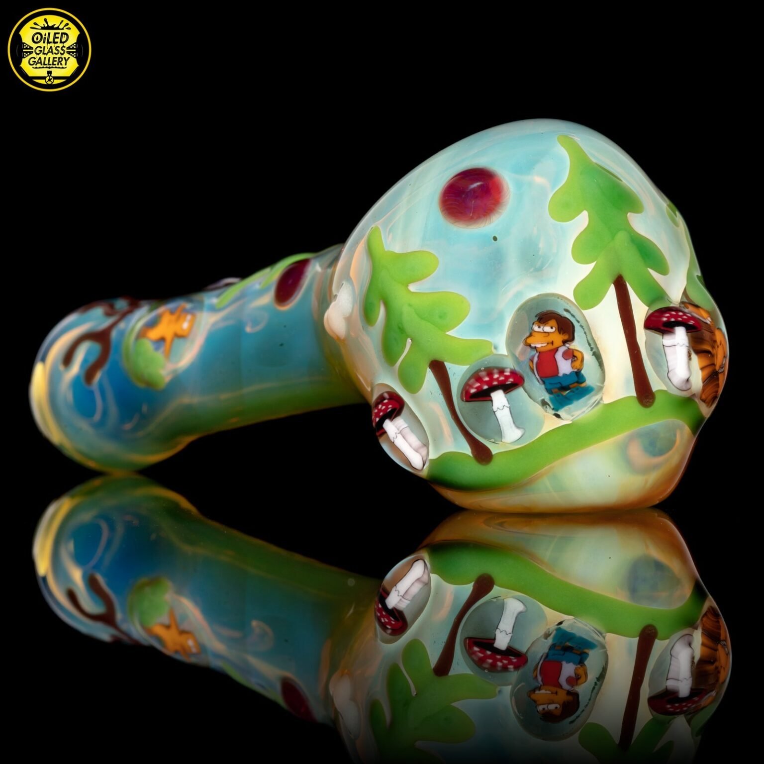 The Simpsons Cartoon Scenic Millefiori Spoon Pipe – Oiled Glass Gallery